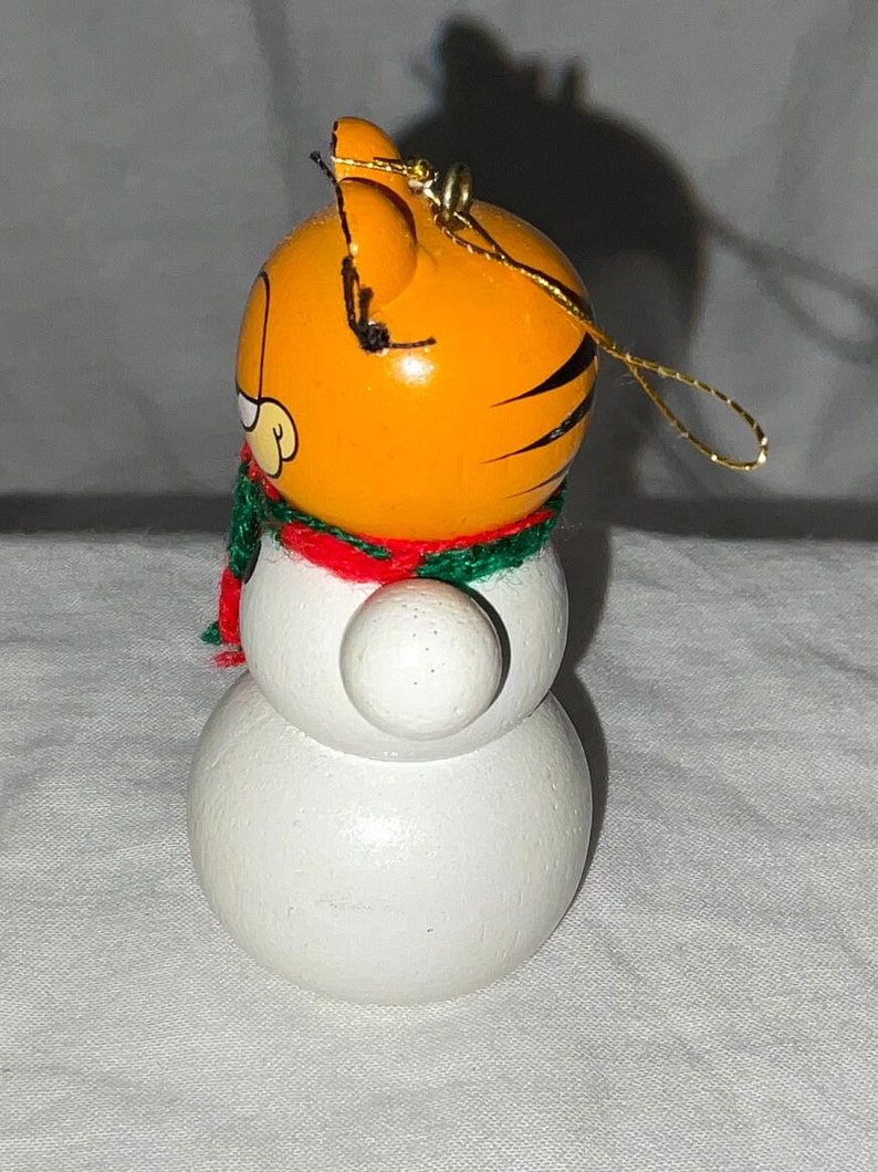 Vintage Garfield the Cat Wooden Christmas Ornament - Garfield Snowman ...