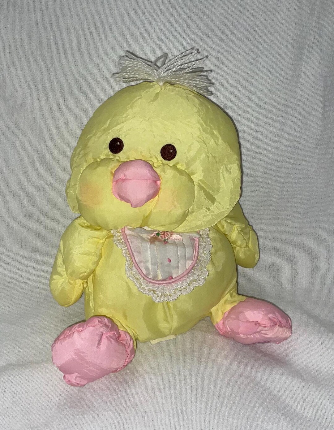 Vintage 1986 Fisher Price Puffalumps 10 Yellow Duck With Attached Bib ...