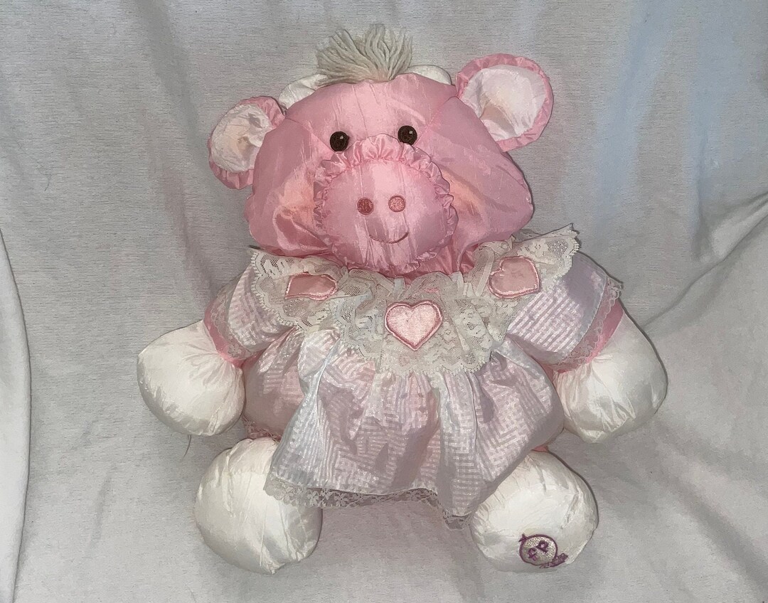 Vintage 1986 Fisher Price Puffalumps Pink Puffalump Cow in White Dress ...