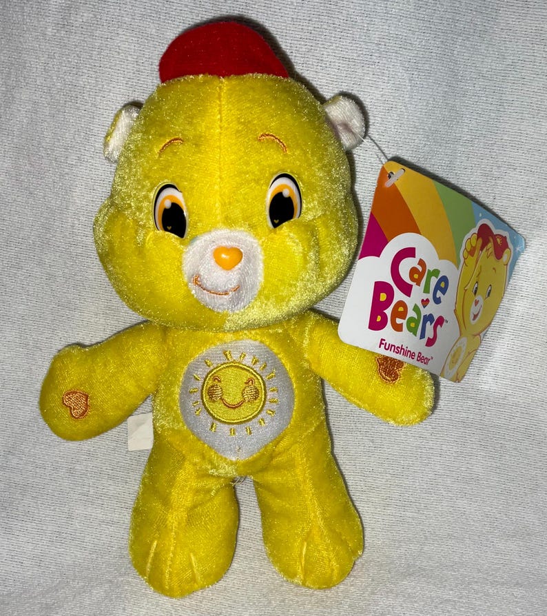 Care Bears Plush 8” Funshine Bear With Red Hat - Hang Tag Attached - Etsy