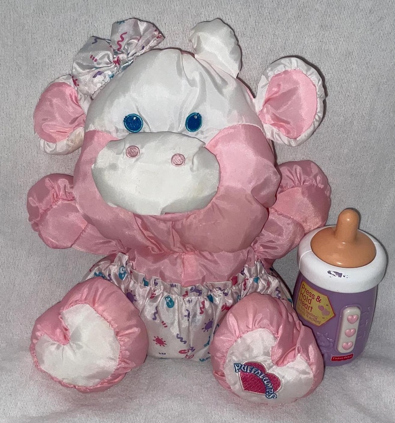 Vintage 1999 Fisher Price Puffalumps Care for Me Baby Cow Puffalump ...