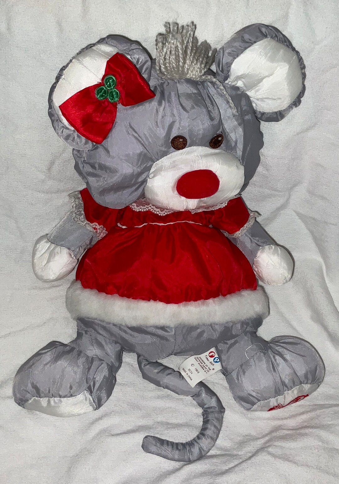 Vintage 1988 Fisher Price Puffalumps Gray Christmas Mouse Puffalump in ...