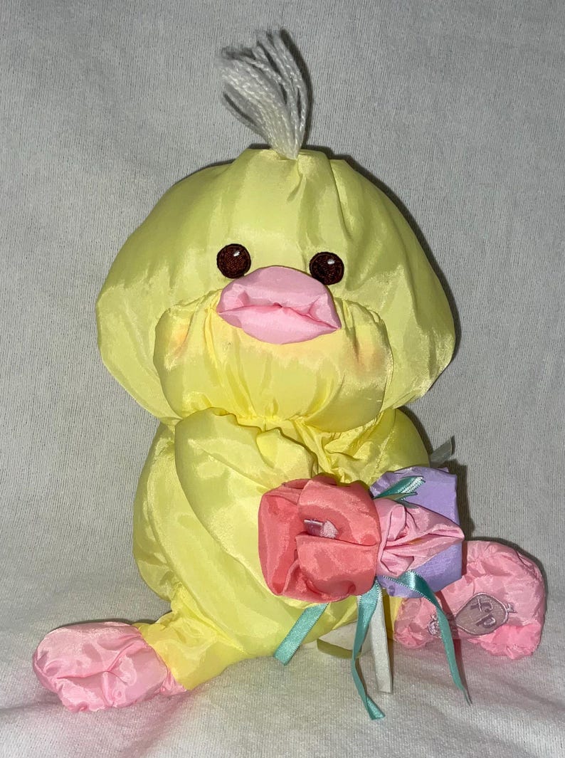 Vintage 1988 Fisher Price Puffalumps 10" Yellow Duck Holding Flowers - Etsy