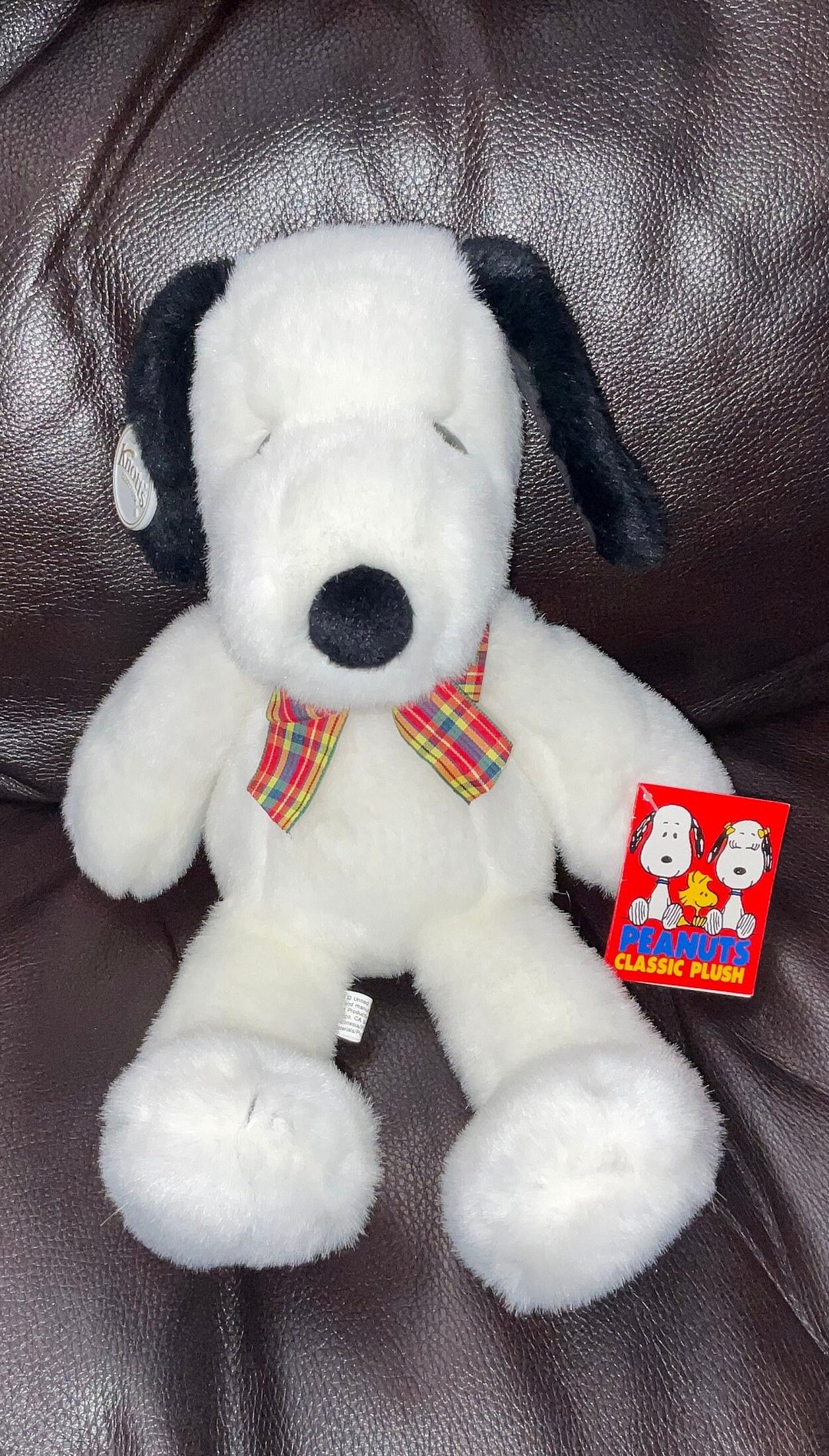 Peanuts Knott’s Farm Plush 14” Snoopy With Plaid Bow - Hang Tag ...