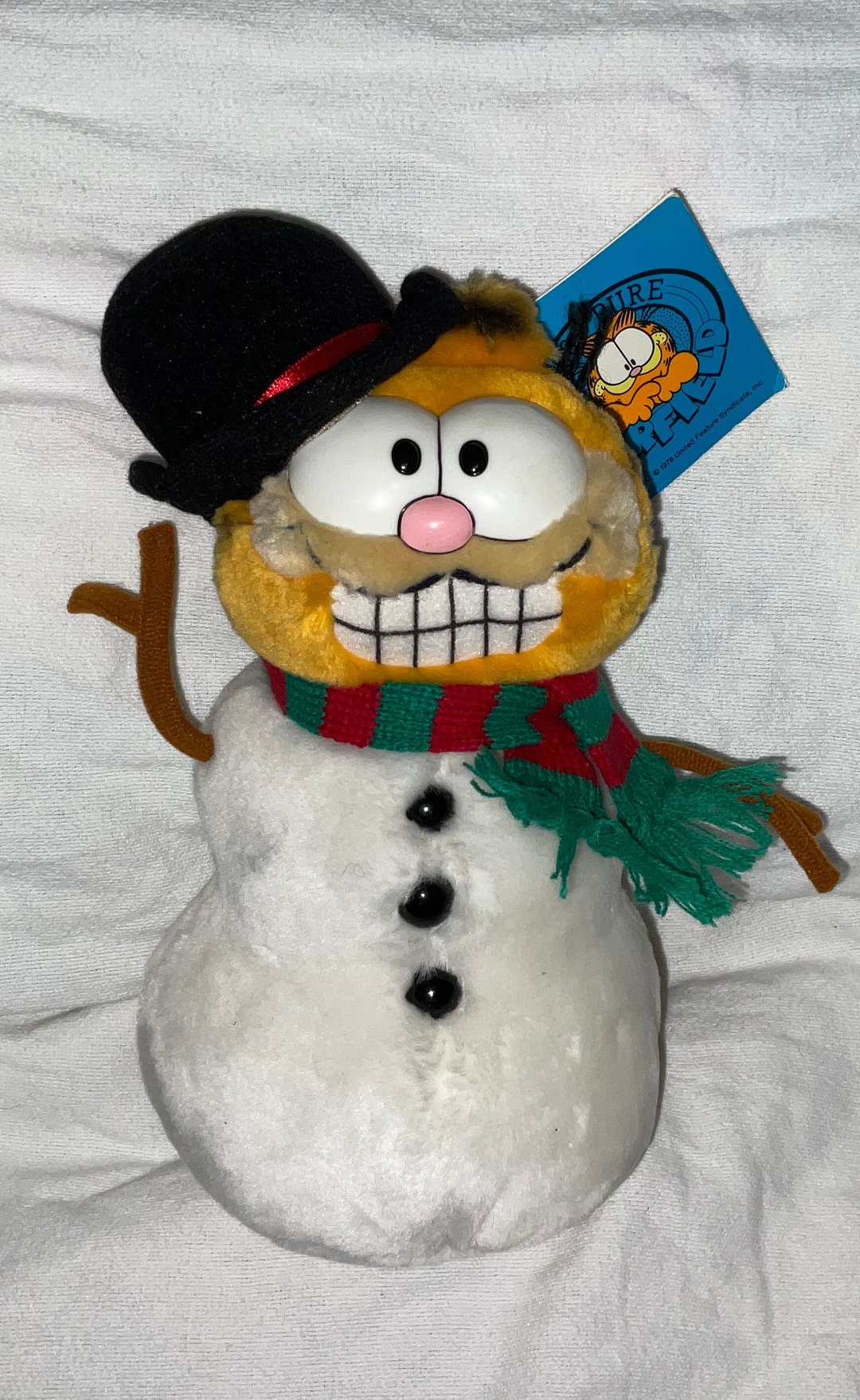 Vintage Plush Garfield the Cat as a Snowman With Hat and Scarf and Twig ...