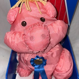 Vintage 1996 Fisher Price Barnyard Puffalumps 9” Pink Pig Puffalump in ...