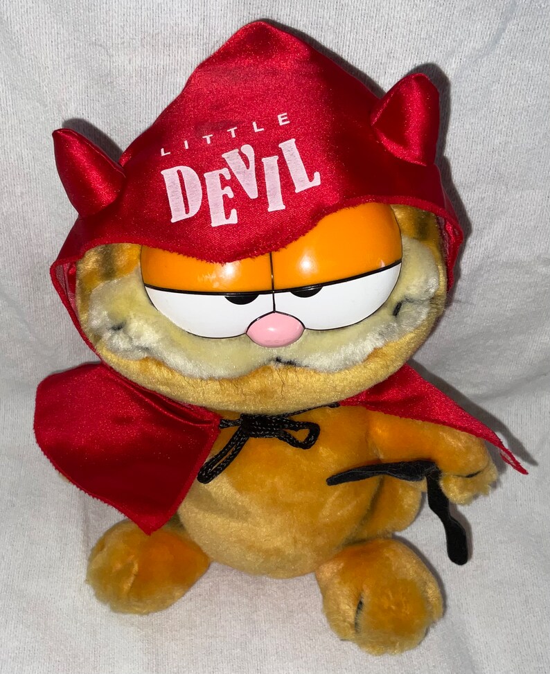 Vintage Plush Garfield the Cat in Little Devil Outfit Hooded Cape and ...