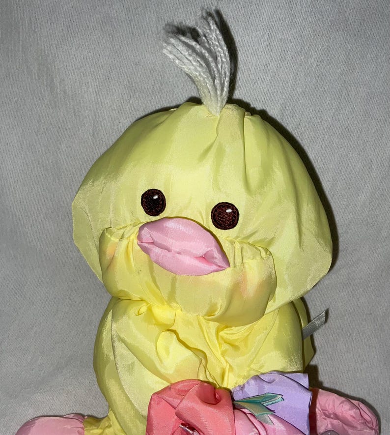 Vintage 1988 Fisher Price Puffalumps 10" Yellow Duck Holding Flowers - Etsy