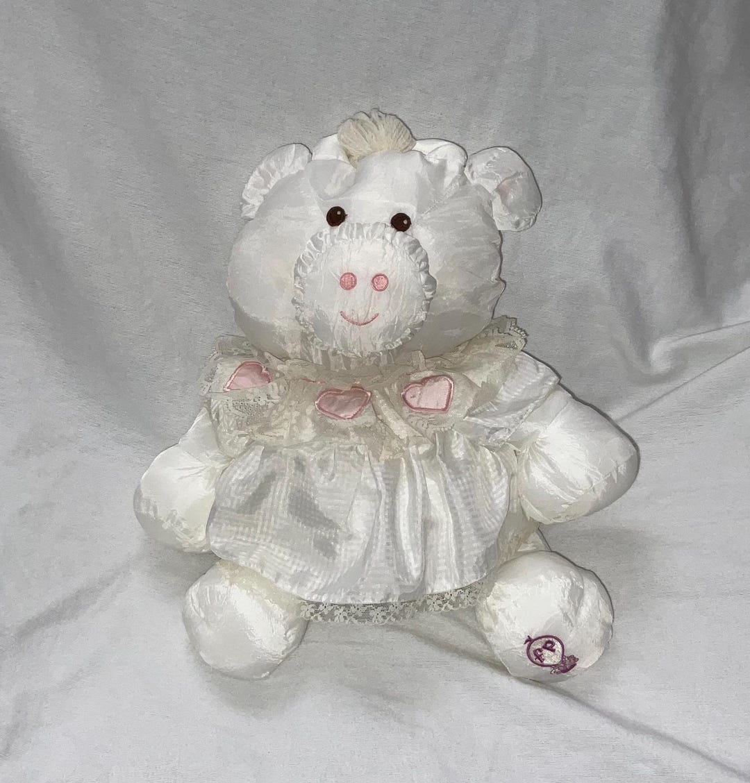 Vintage 1986 Fisher Price Puffalumps White Puffalump Cow in White Dress ...