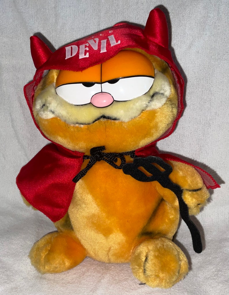 Vintage Plush Garfield the Cat in Little Devil Outfit Hooded Cape and ...