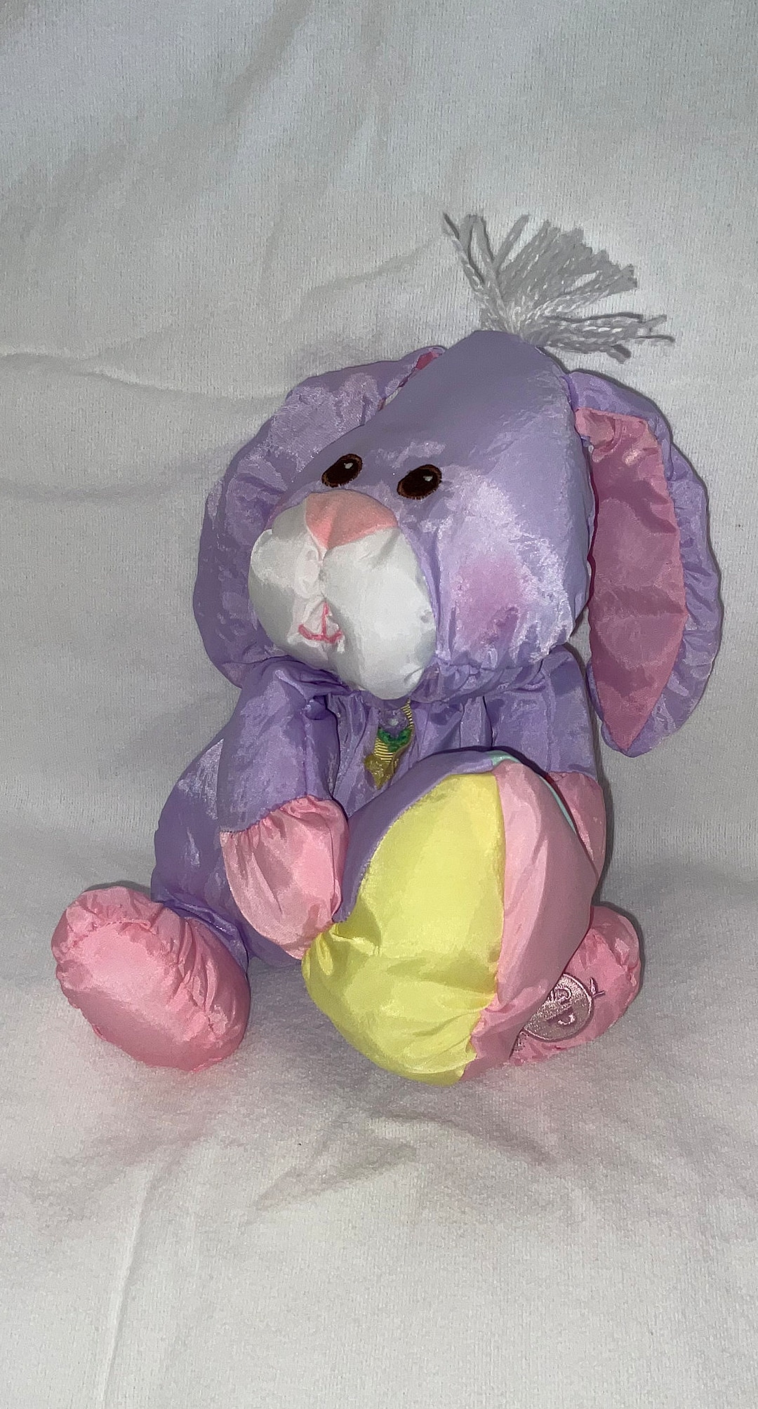 Vintage 1988 Fisher Price Puffalumps 10" Purple Lavender Easter Bunny ...