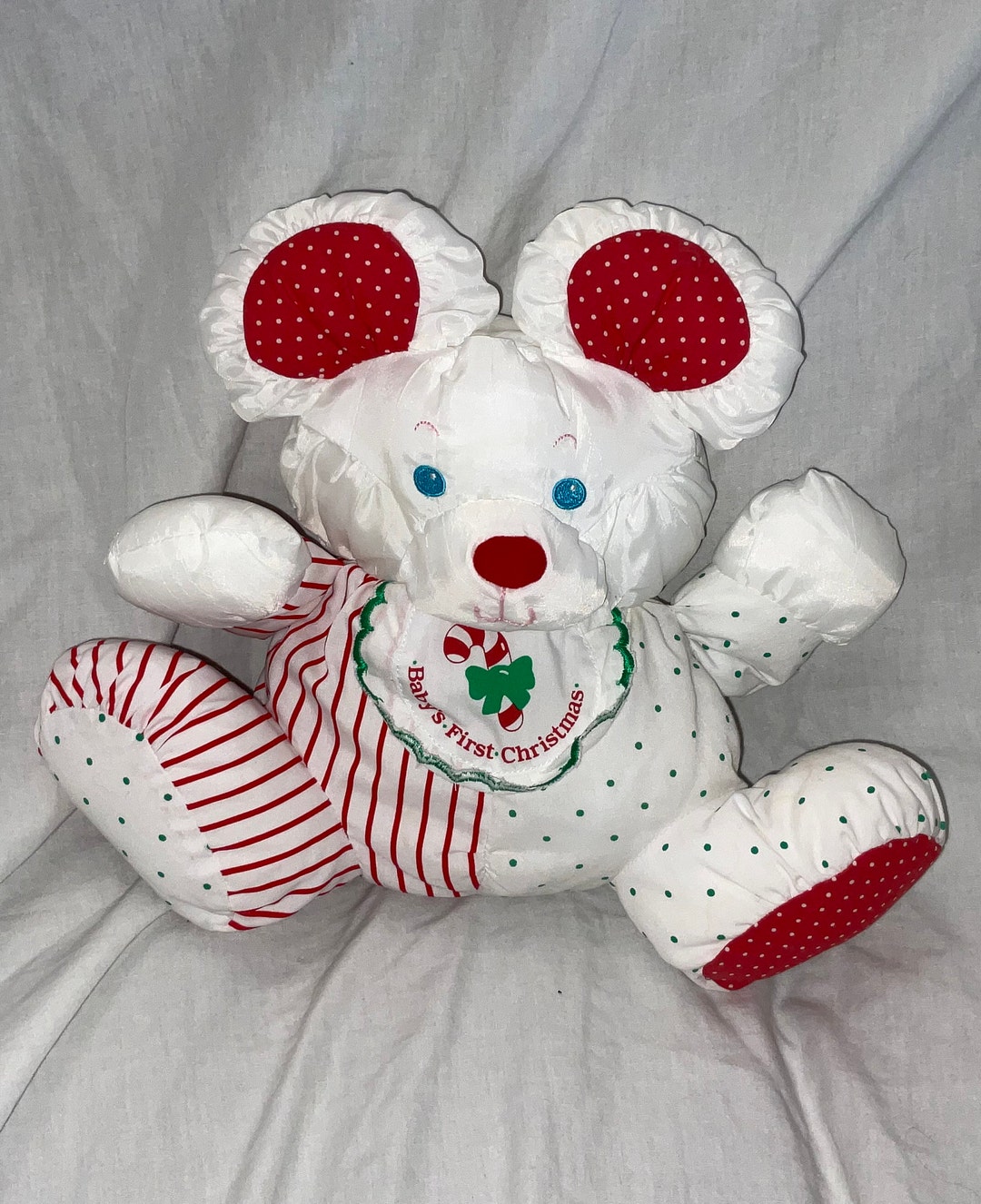 Vintage 1990 Fisher Price Puffalumps Baby’s First Christmas Mouse ...
