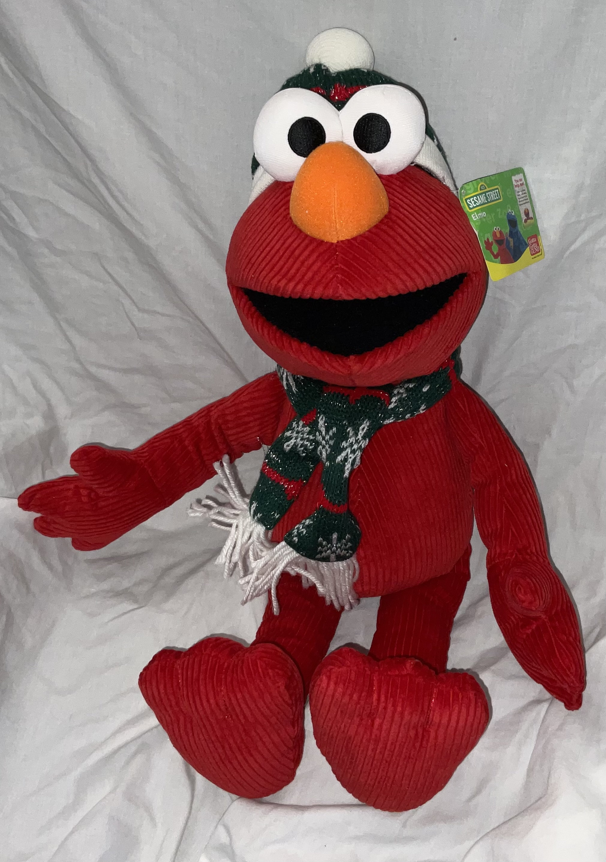 Gund Sesame Street Plush 22 Holiday Elmo With Corduroy Fabric and a ...