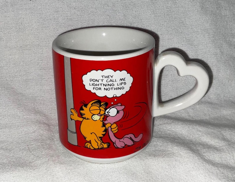 Vintage Garfield the Cat Kissing Arlene Ceramic Coffee Mug With Heart ...