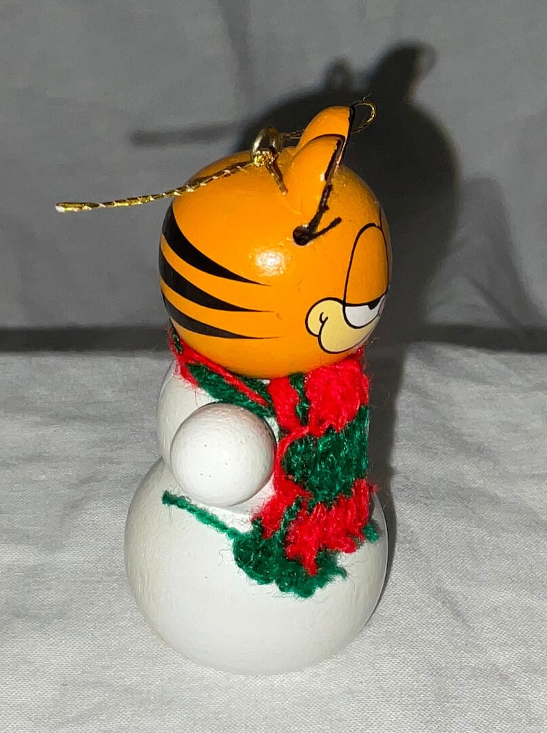 Vintage Garfield the Cat Wooden Christmas Ornament - Garfield Snowman ...