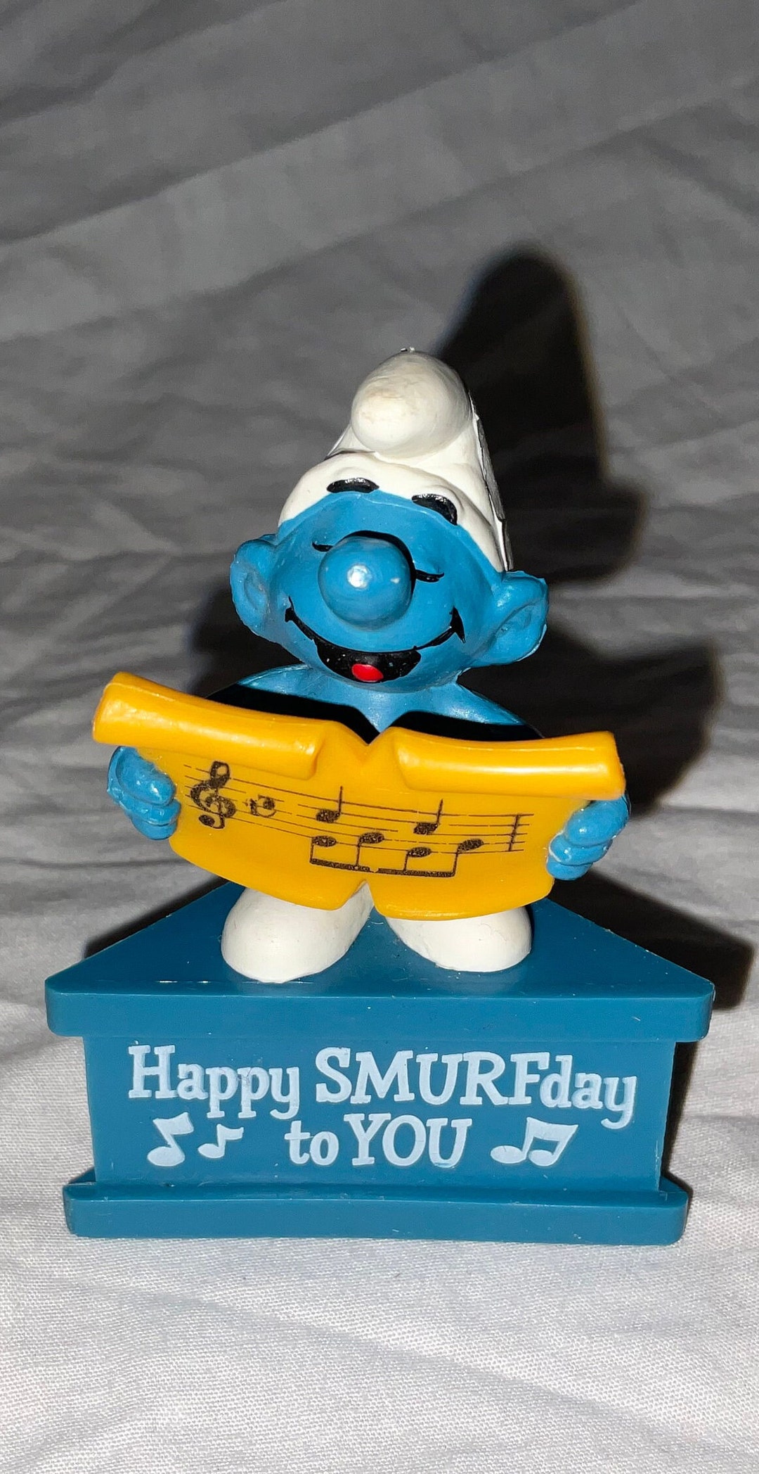 1980’s Vintage Smurf A Gram PVC Figure on Stand - Smurf Holding Music ...