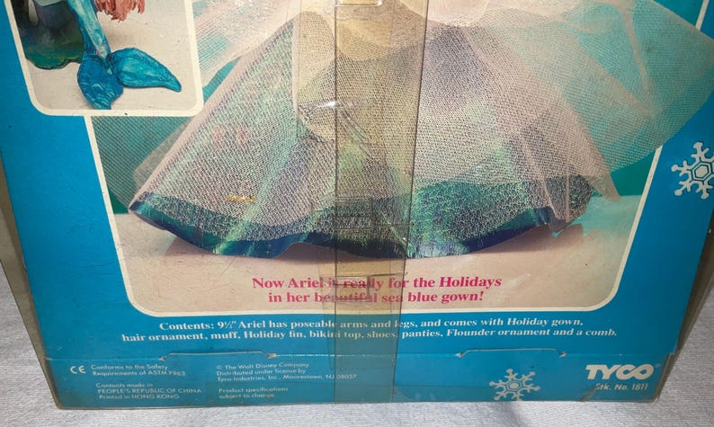 1991 Tyco Disney’s the Little Mermaid Holiday Ariel Doll in Original ...