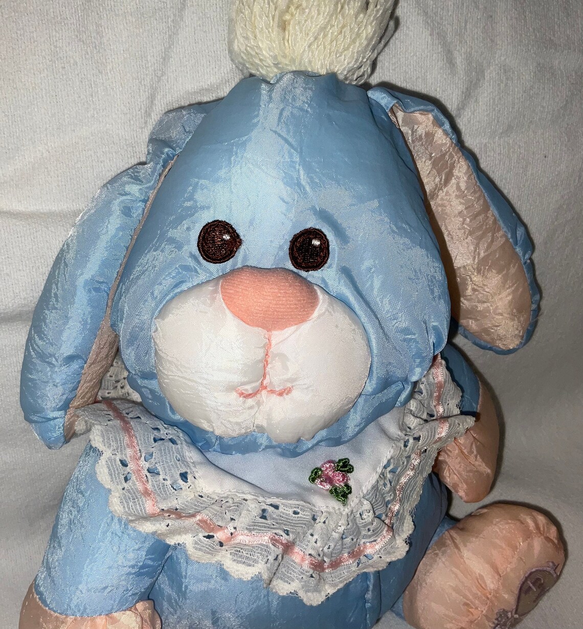 Vintage 1986 Fisher Price Puffalumps Easter Blue Bunny Rabbit With Lace ...