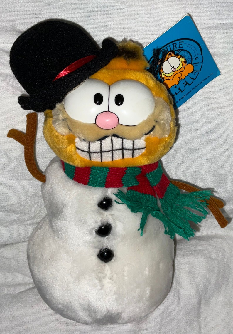 Vintage Plush Garfield the Cat as a Snowman With Hat and Scarf and Twig ...