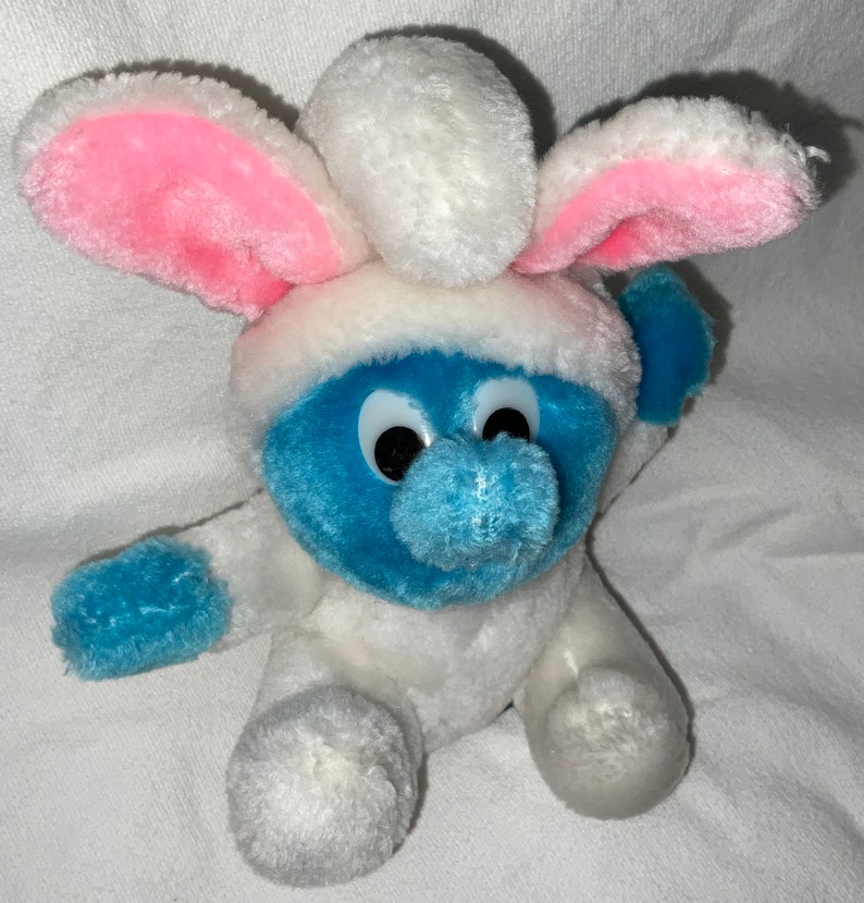 Vintage 1983 Smurfs 9” Plush Easter Smurf With Bunny Ears - Etsy