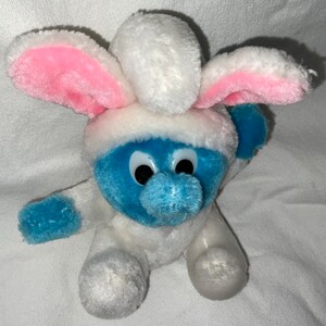 Vintage 1983 Smurfs 9” Plush Easter Smurf With Bunny Ears - Etsy