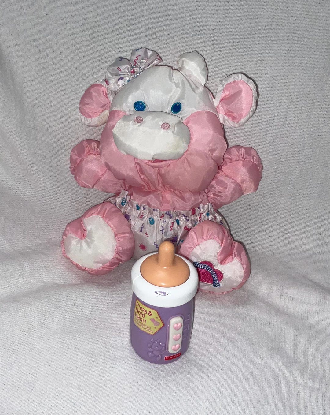 Vintage 1999 Fisher Price Puffalumps Care for Me Baby Cow Puffalump ...