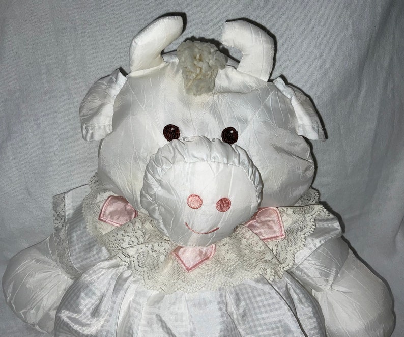 Vintage 1986 Fisher Price Puffalumps White Puffalump Cow in White Dress ...