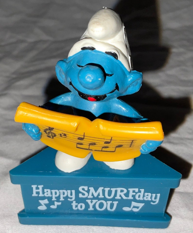 1980s Vintage Smurf A Gram PVC Figure on Stand Smurf Holding Music ...