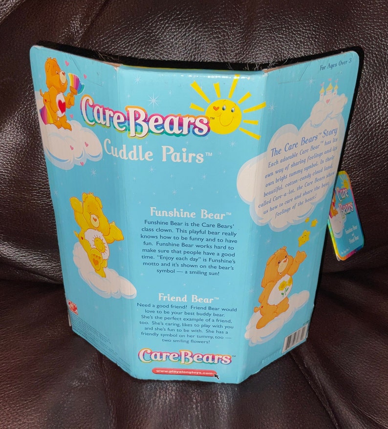 2002 Vintage Care Bears Friend Bear And Funshine Bear Plush Cuddle Pair