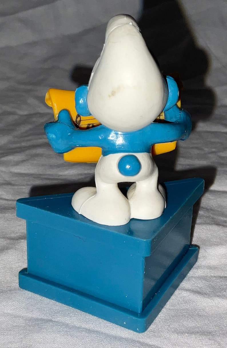 1980’s Vintage Smurf A Gram PVC Figure on Stand - Smurf Holding Music ...
