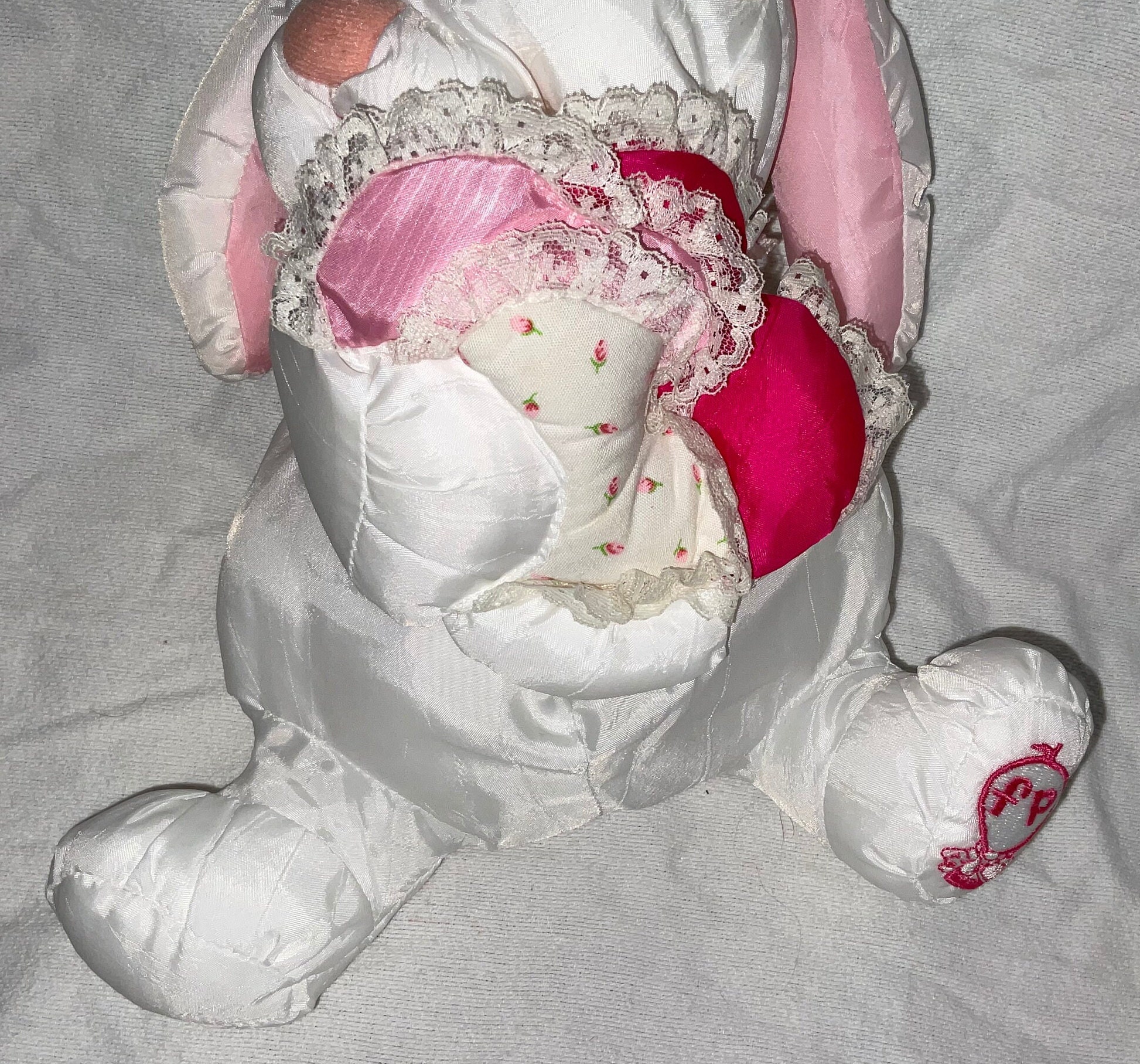 Vintage 1988 Fisher Price Puffalumps Valentine’s Day White Bunny Rabbit ...