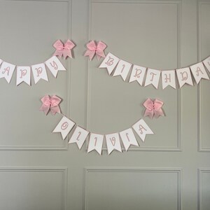 Happy Birthday Banner, Pink Bows Theme, Little Girl or Baby Party Decor ...