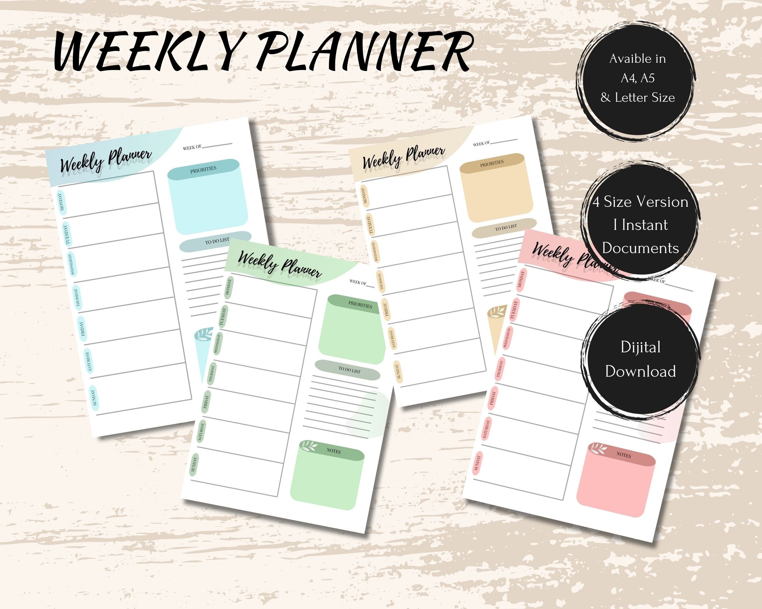 Weekly Planner Printable to Do List Minimal Weekly Schedule - Etsy