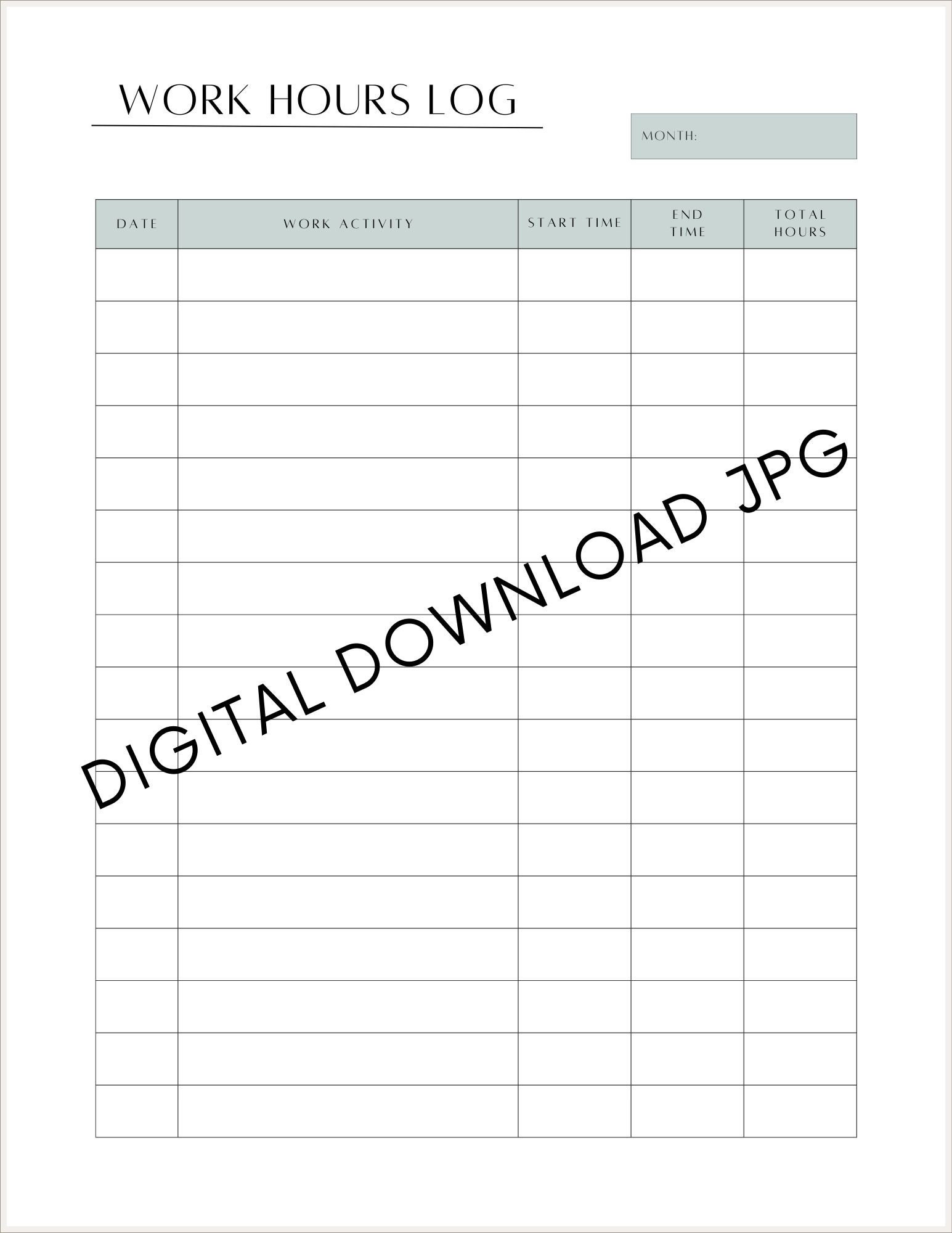 Work Log, Time Log, Work Log Template, Time Tracker, Work Time Log ...