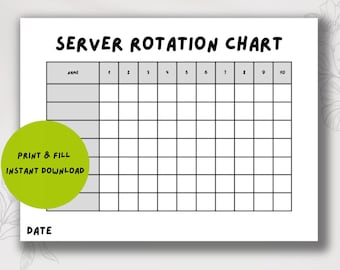 Floor Chart Rotation for Restaurant Server Rotation Chart Printable Fillable and Print and Write ...