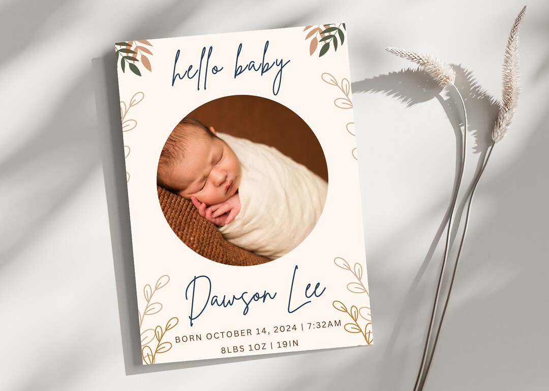 Baby Boho Birth Announcement Printable Digital - Etsy