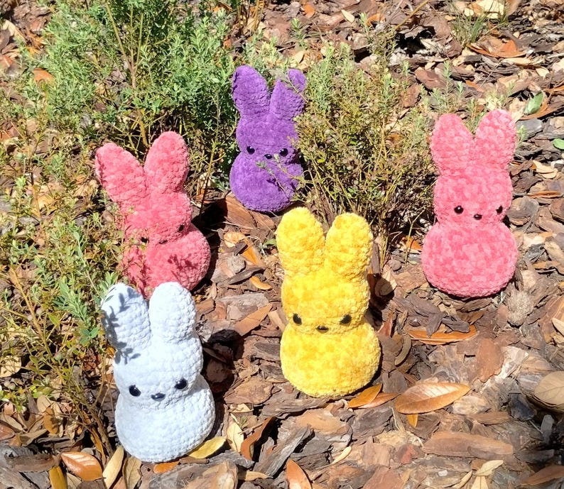 Soft Crochet Fuzzy Peep Plushie in Pastel Colors, Handmade Stuffed ...