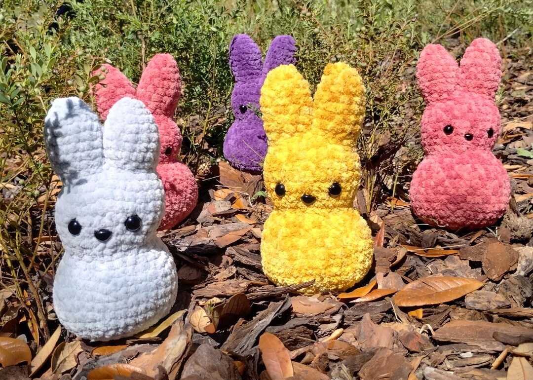 Soft Crochet Fuzzy Peep Plushie in Pastel Colors, Handmade Stuffed ...