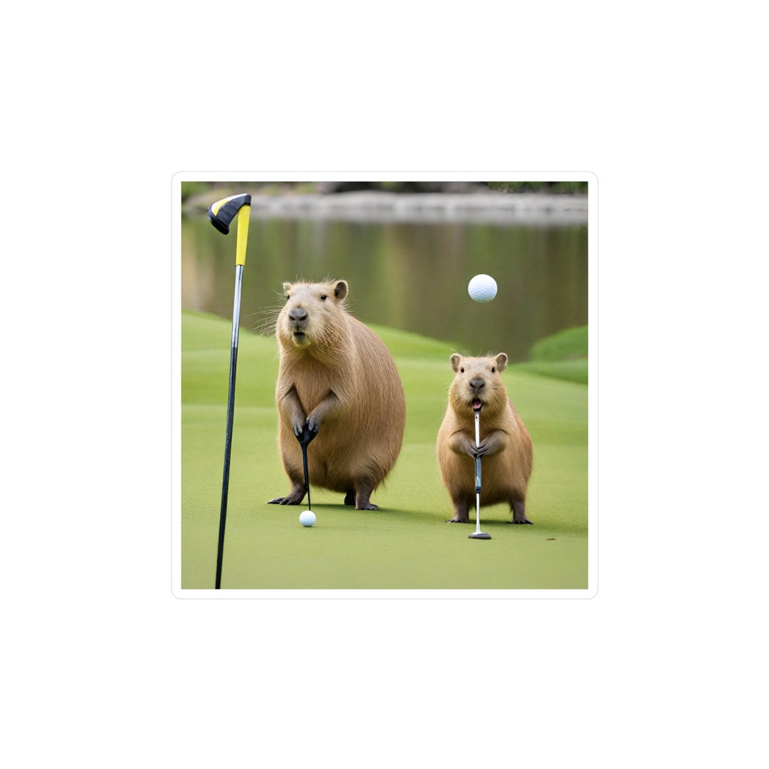 Capybaras Playing Golf Vinyl Decal Sticker Waterproof Sticker Sticker for Water Bottle Sticker ...