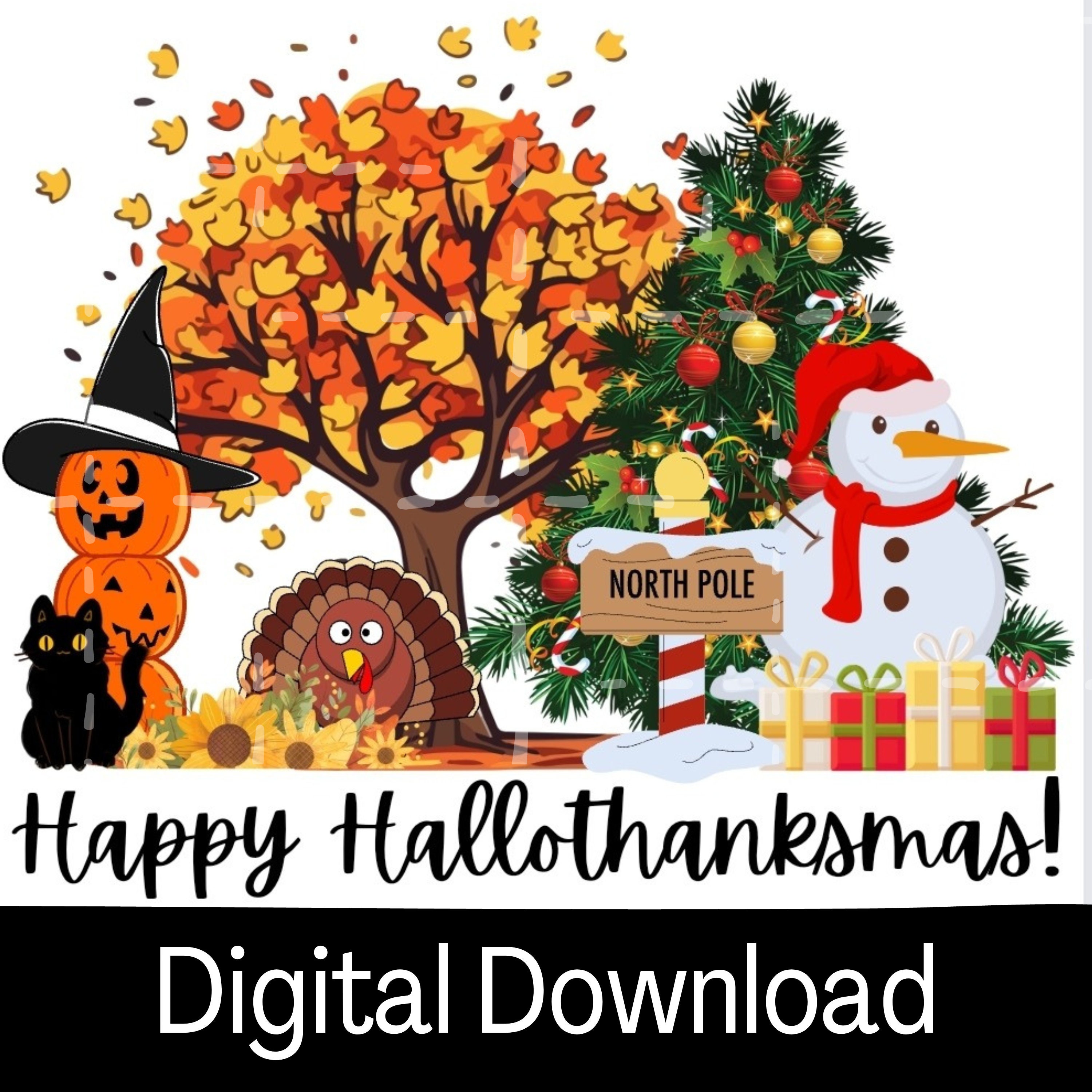 Happy Hallowthanksmas Digital Download Png Halloween - Etsy