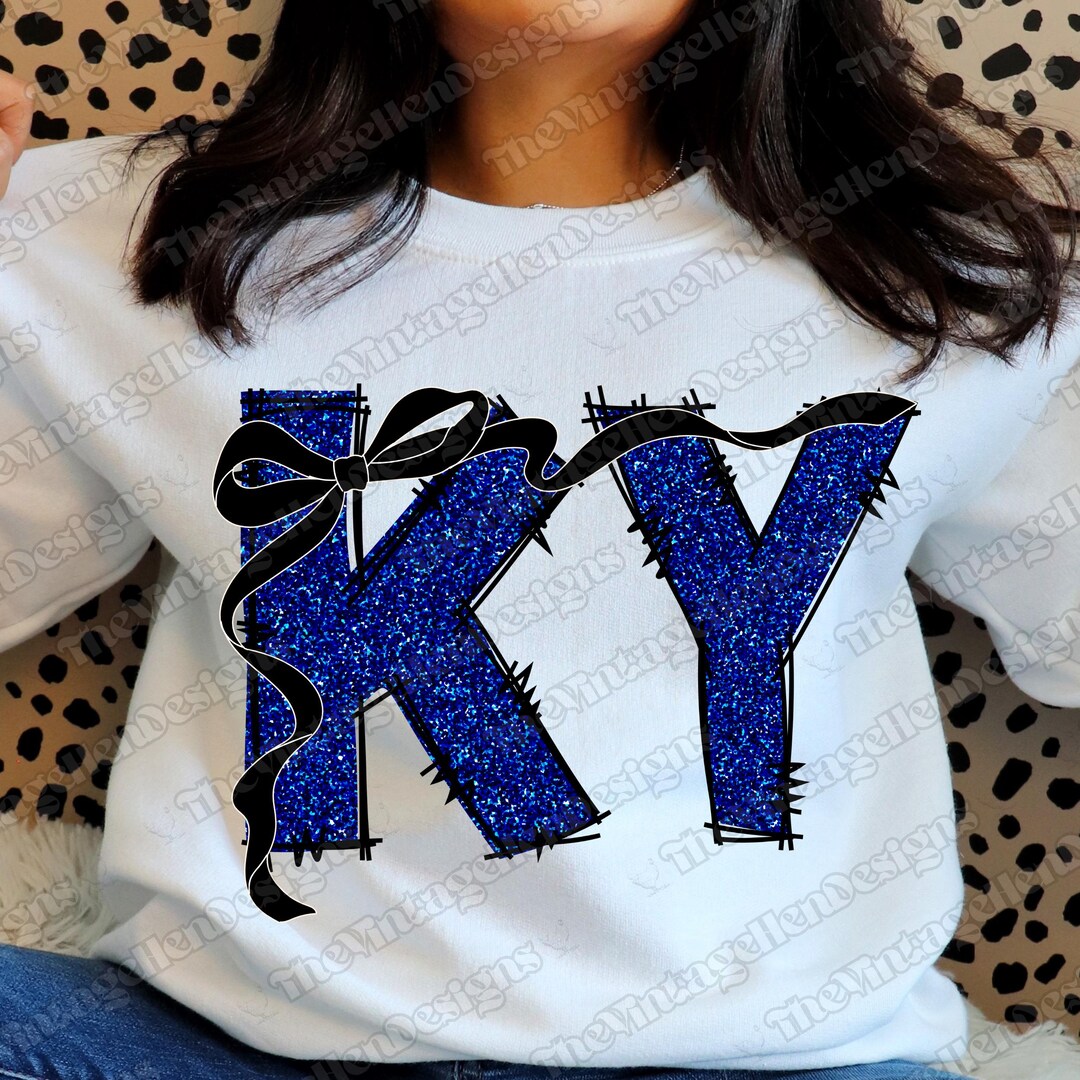 Kentucky Coquette Blue Glitter Bow Png - Etsy