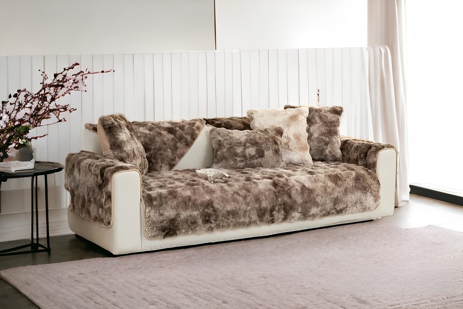 Soft Coffee Thick Plush Couch Cover Throws Brown Sofa Covers, Fall ...