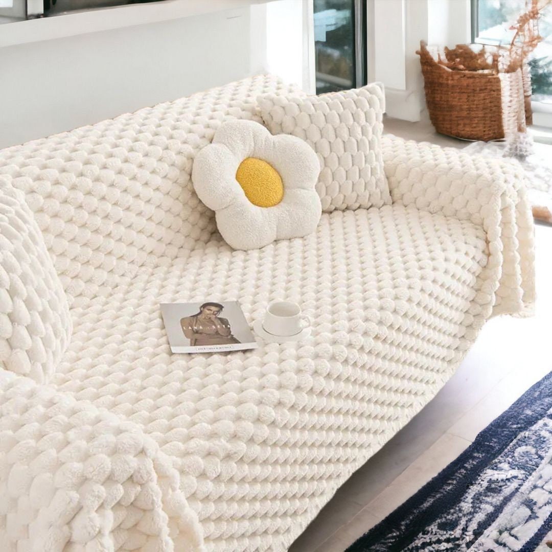 Minimal Soft Thickened Plush Loose Sofa Cover Throws Soft Couch Covers ...