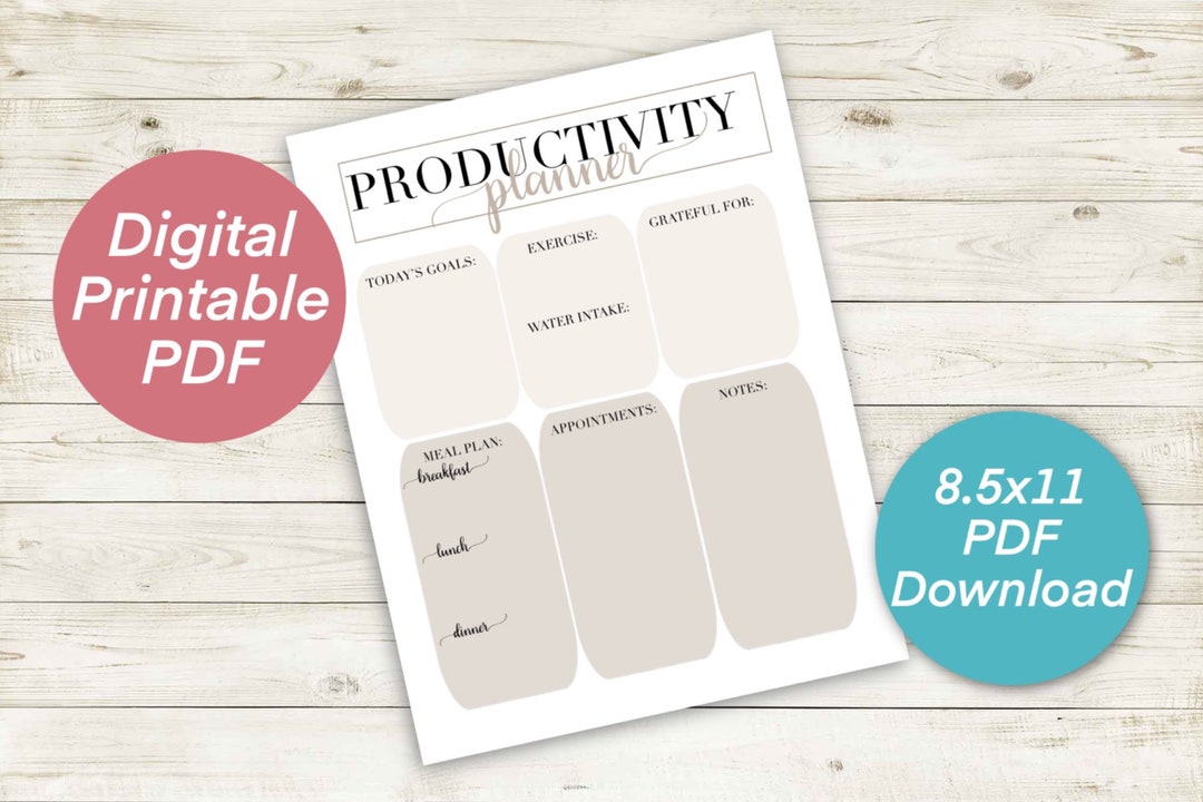 Daily Productivity Planner Printable Digital Download PDF - Etsy