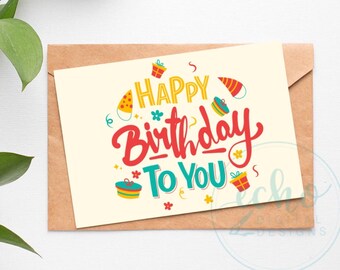 Printable Birthday Card | Downloadable Digital Instant Download | Color ...