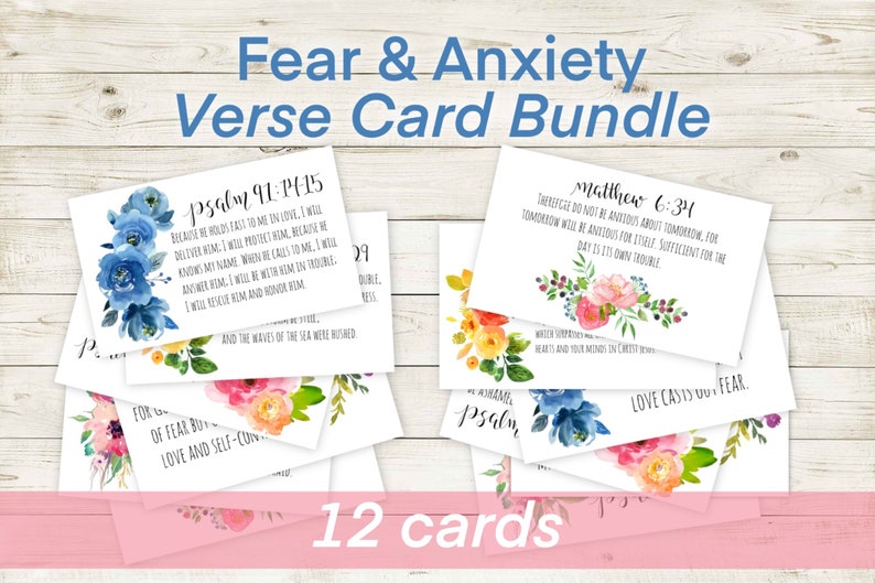 Printable Bible Scripture Verse Cards for Fear and Anxiety Digital ...