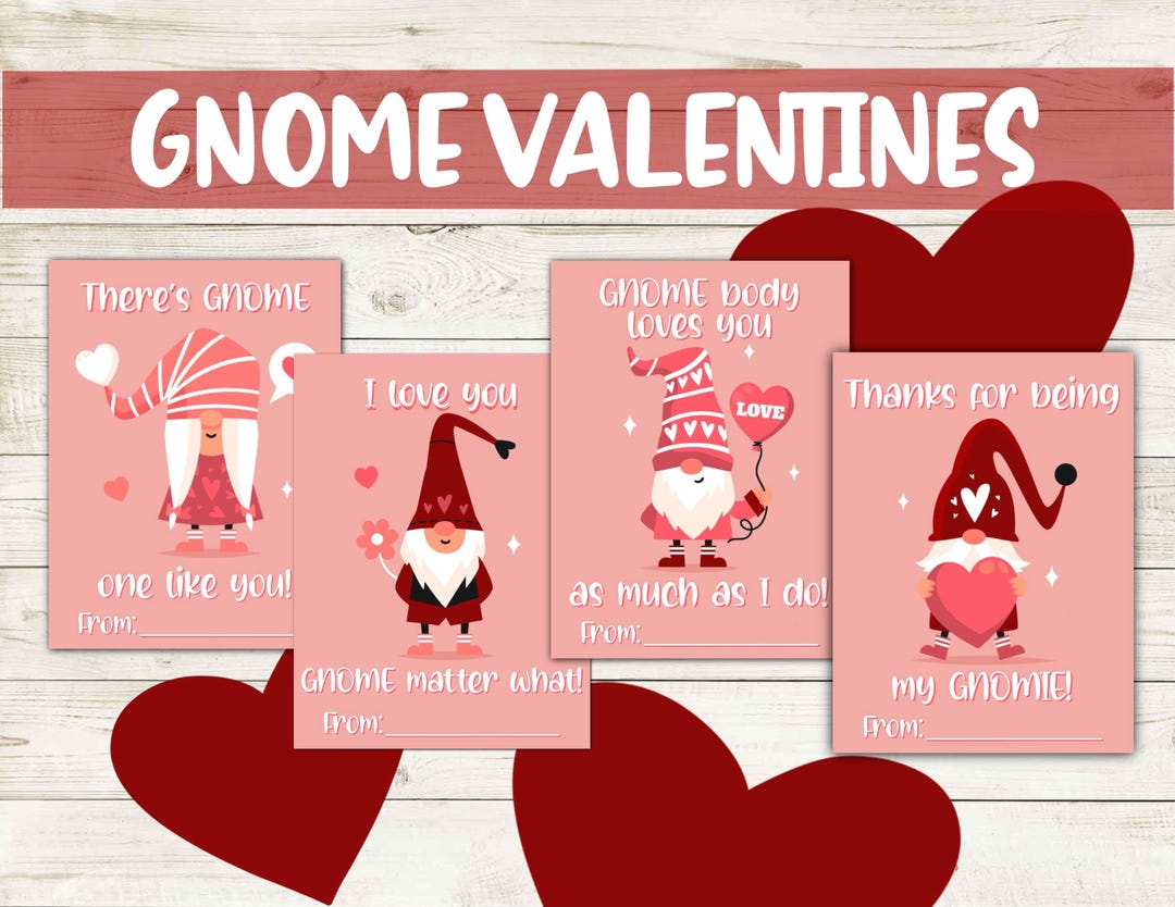 Gnome Printable Valentines Cards Instant Digital Download - Etsy