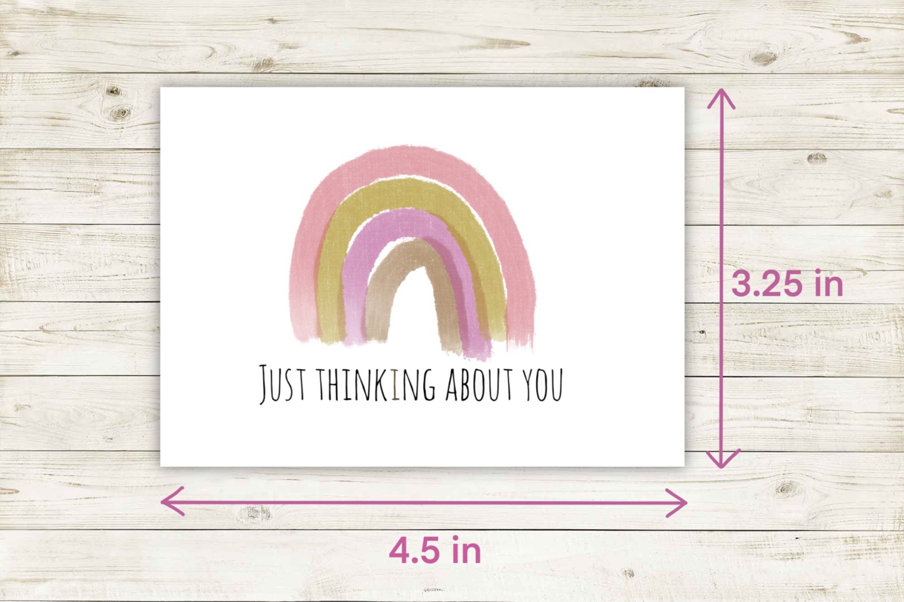 Printable Rainbow Greeting Card Digital Download Just Thinking About ...
