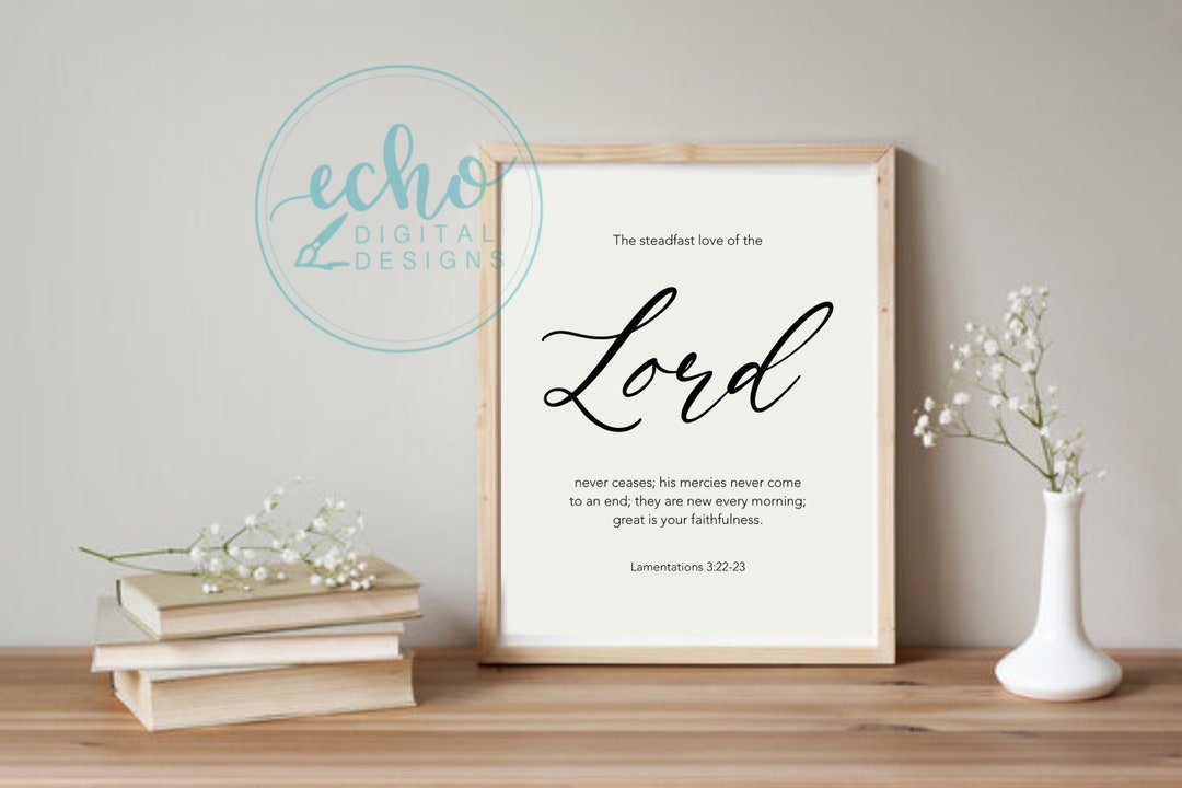 Bible Verse Scripture Wall Art Print, Lamentations 3:22-23 Great is Thy ...