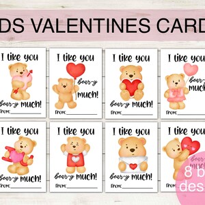Kids Printable Valentines Bear Cards Instant Digital Download - Etsy